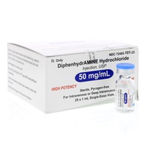 Diphenhydramine HCl 50 mg / mL Intramuscular or Intravenous Injection Vial 1 mL Generic ...