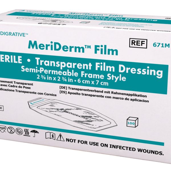Transparent Semi-Permeable Dressing, Sterile 4 x 4 3/4" 50/Box - Merit ...