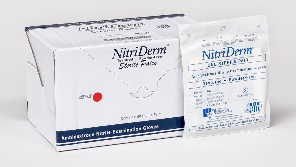 NitriDerm Nitrile Sterile Exam Gloves Blue Not Chemo Approved - Merit ...