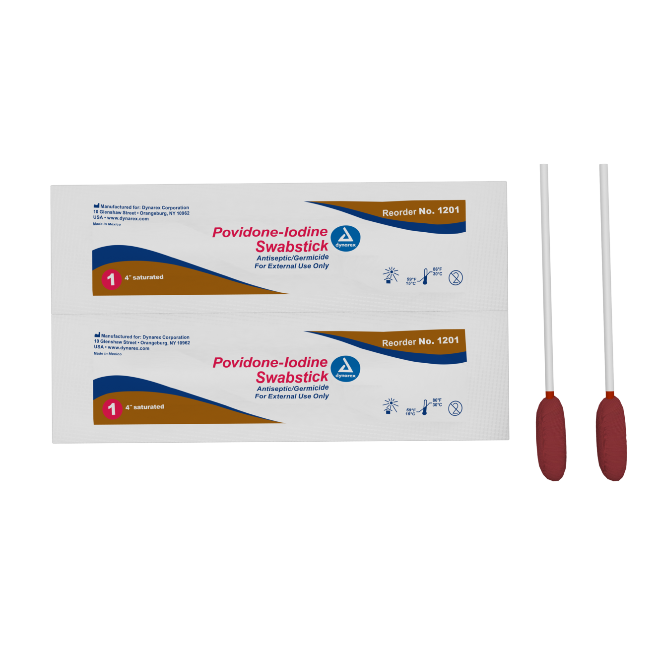 Povidone Iodine Swabsticks # 1201, 1 Swabstick per packet, 50 per box ...