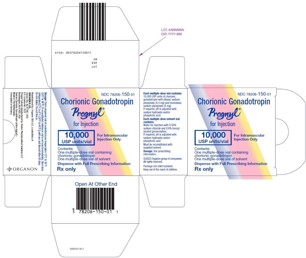 Pregnyl Human Chorionic Gonadotropin (HCG) 10,000 USP Units Sterile ...