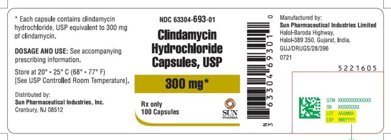CLINDAMYCIN CAP 300MG, 100 BTL NDC 68462014401 NON-RETURNABLE - Merit ...