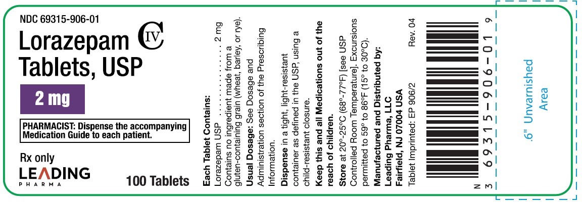 Lorazepam 2mg Tablets CIV 100 Per Bottle - Merit Pharmaceutical