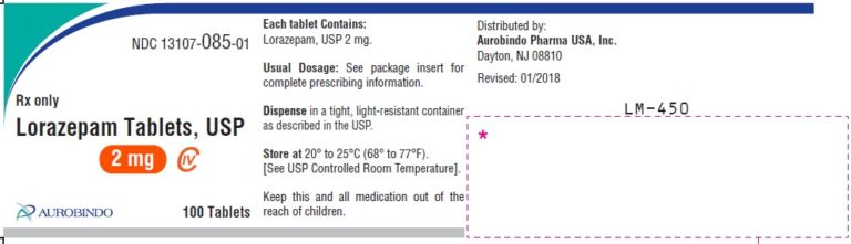 Lorazepam 2mg Tablets CIV 100 Per Bottle - Merit Pharmaceutical