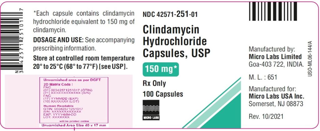Clindamycin Cap 150mg, 100/Bottle - Merit Pharmaceutical