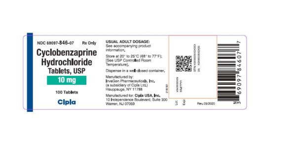 Cyclobenzaprine Tablet 10mg 100 Bottle NDC 69097084607 - Merit ...