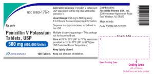 Penicillin V Potassium 500 mg Tablet Bottle 100 Tablets - Merit ...