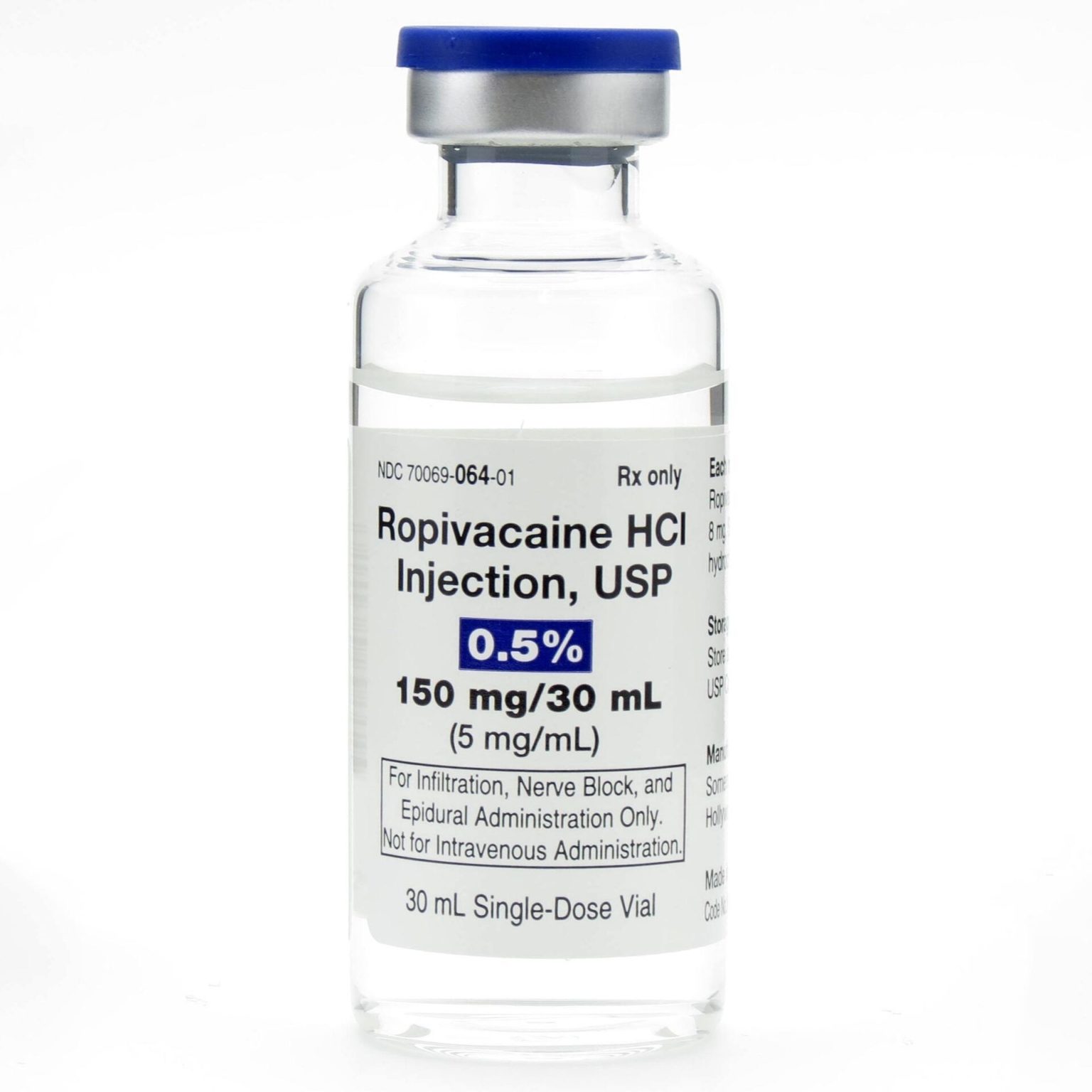 ROPIVACAINE HCL INJ 0.5%, 150MG/30ML NDC 70069006401 NON-RETURNABLE ...