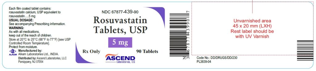 ROSUVASTATIN (CRESTOR) TAB 5MG, 90 BTL NDC 50228011690 NON-RETURNABLE ...