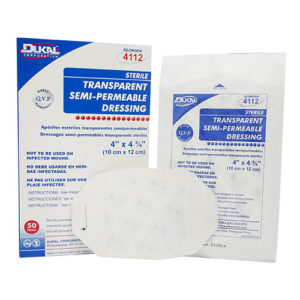 TRANSPARENT SEMI-PERMEABLE DRESSING, STERILE, 4 X 4 3/4", 50 BX 4112 ...