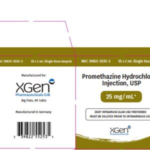 Promethazine Ampules Injection 25mg/mL, 25x1ml - Merit Pharmaceutical