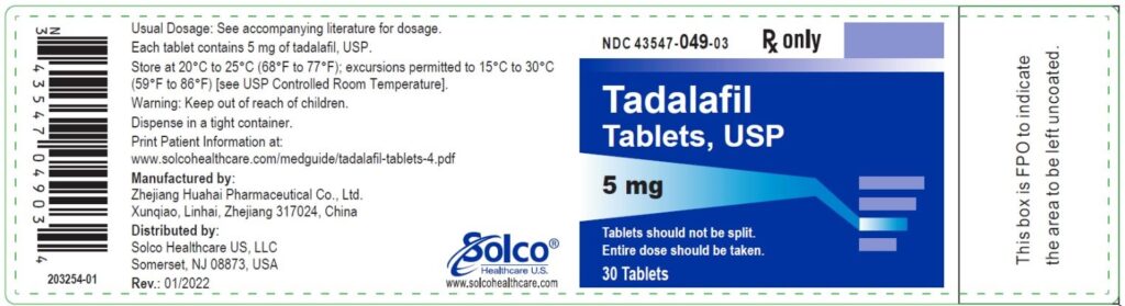 Tadalafil Tablets 5mg 30 Bottle - Merit Pharmaceutical