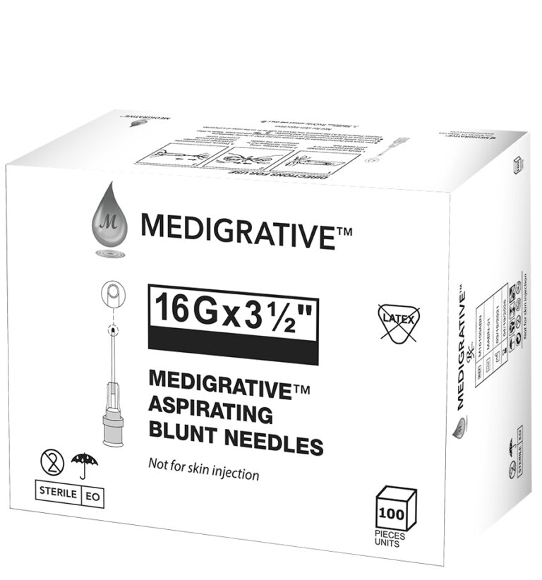 Aspirating Blunt Needles 16G x 3 1/2" 100/Box - Merit Pharmaceutical