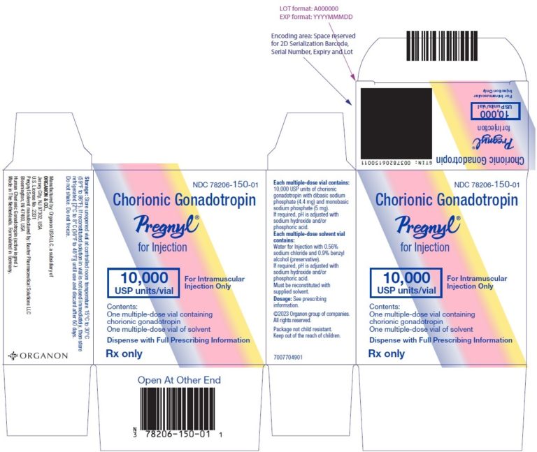 Pregnyl Human Chorionic Gonadotropin 10,000 USP Units Injection ...