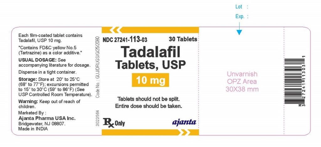 TADALAFIL TAB 10MG, 500 BTL NDC 29300028805 NON-RETURNABLE - Merit ...