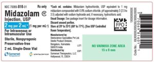 SOMERSET MIDAZOLAM INJ, USP 1MG/ML, SDV, 10X 2ML NDC 70069081610 ...