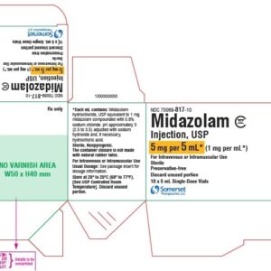 Midazolam Injection, USP 1mg/mL 5mL Vial, 10 vials - Merit Pharmaceutical