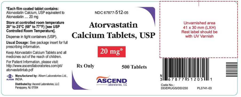 ATORVASTATIN TAB 20MG, 90 BTL NDC 67877051290 NON-RETURNABLE - Merit ...