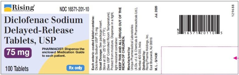 DICLOFENAC DR 75MG TAB, 100 BTL NDC 61442010301 NON-RETURNABLE - Merit ...