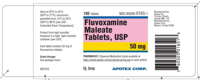 FLUVOXAMINE TAB 50MG, 100 BTL NDC 60505016501 NON-RETURNABLE - Merit ...