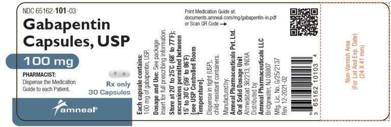 GABAPENTIN CAP 100MG, 100 BTL NDC 31722014801 NON-RETURNABLE - Merit ...