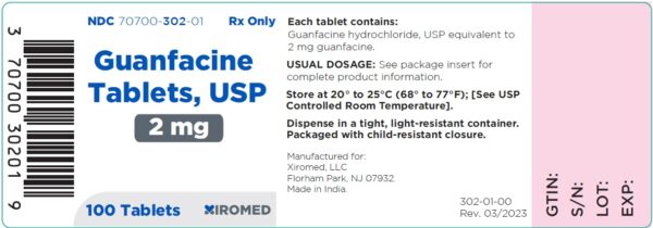 GUANFACINE (INTUNIV) TAB 1MG, 100 BTL NDC 27241024201 NON-RETURNABLE ...