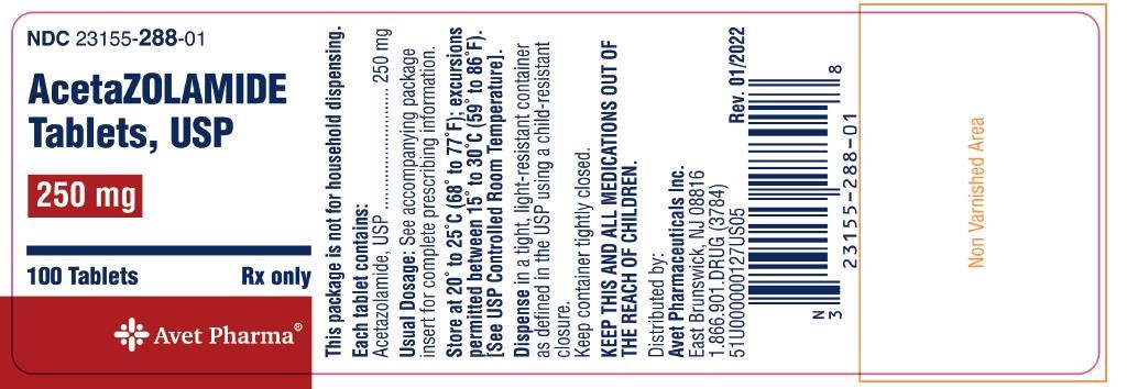 Acetazolamide 250mg Tablets 100/Bottle - Merit Pharmaceutical