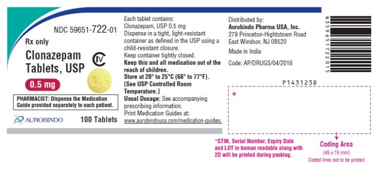 Clonazepam 0.5mg CIV 100 Bottle - Merit Pharmaceutical